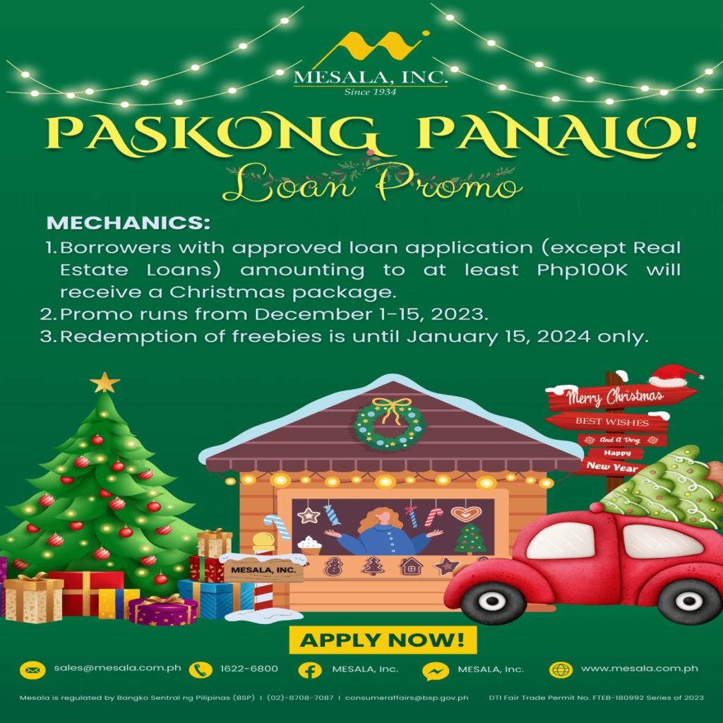 DTI Approved Paskong Panalo Loan Promo 2023 - MESALA, INC.